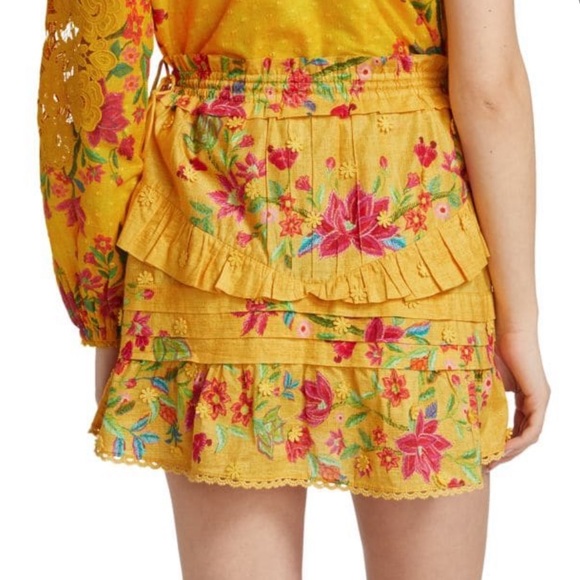 FARM Rio | Skirts | Nwt Farm Rio Flower Dream Ruffle Mini Skirt Yellow ...